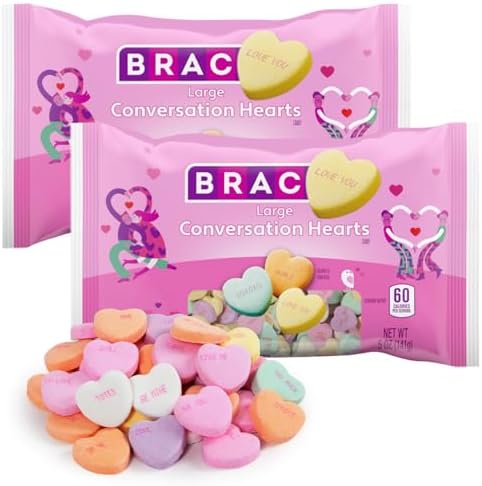 Amazon.com : Large Conversation Hearts Candy, 2 Packs of Candy Hearts ...