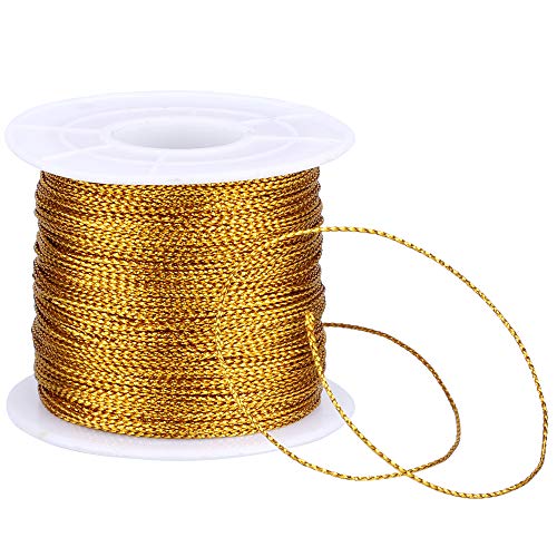 G2PLUS 100M Gold String Twine – 1mm Tinsel Thread Cord – Non-Elastic ...