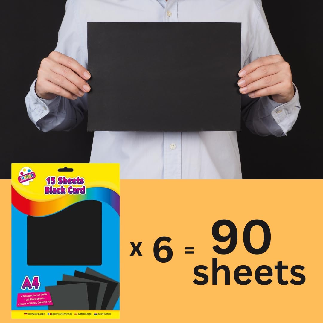 Artbox 6 Pack of A4 Black Card 15 Sheets Each – Total 90 Sheets ...