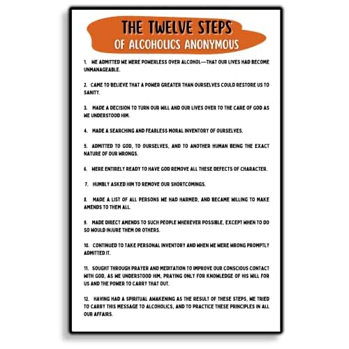 Amazon.com: The 12 Steps of AA Alcoholics Anonymous Poster for ...