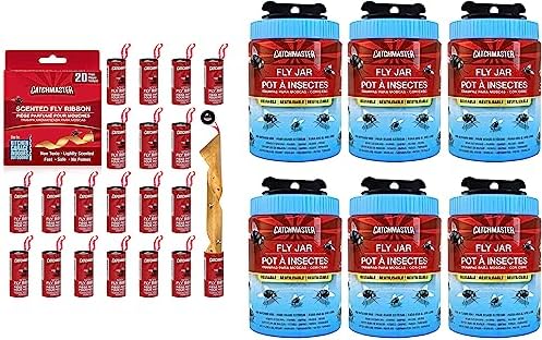 Amazon.com : Catchmaster Fly Trap Bundle, Fly Ribbon 20-Pack & Outdoor ...