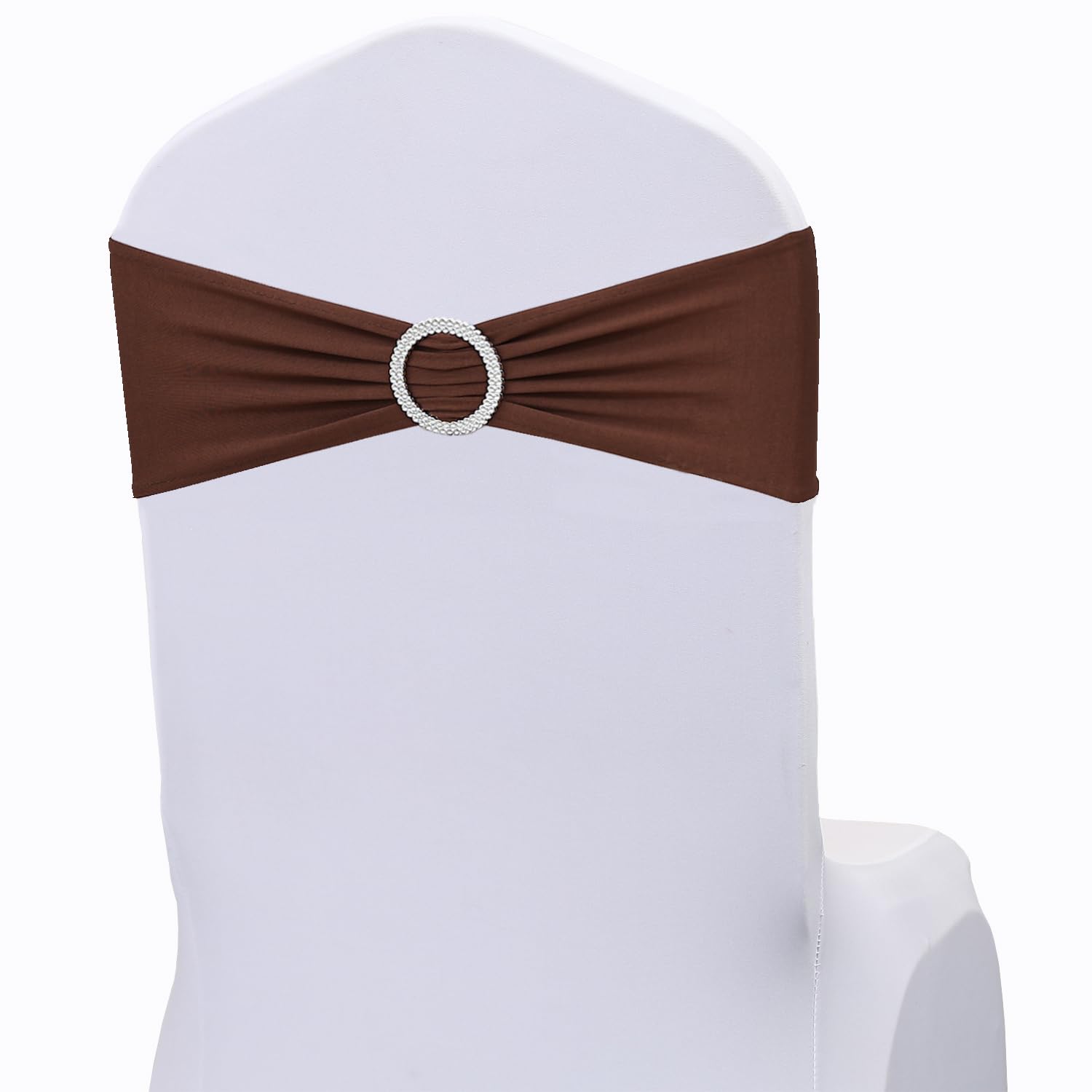 Amazon.com: JKDMJF Brown Chair Sashes Bows - 50PCS Stretch Spandex ...