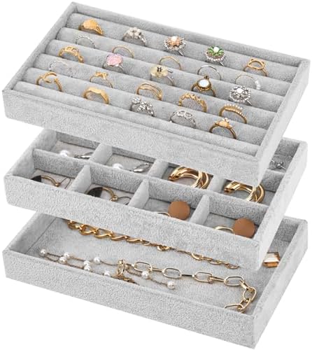Amazon.com: Fixwal Set of 3 Jewelry Tray, 8in Stackable Jewelry ...