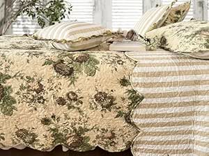 Belleven 100% Cotton Printed Romantic Cabbage Rose Quilted King Size ...