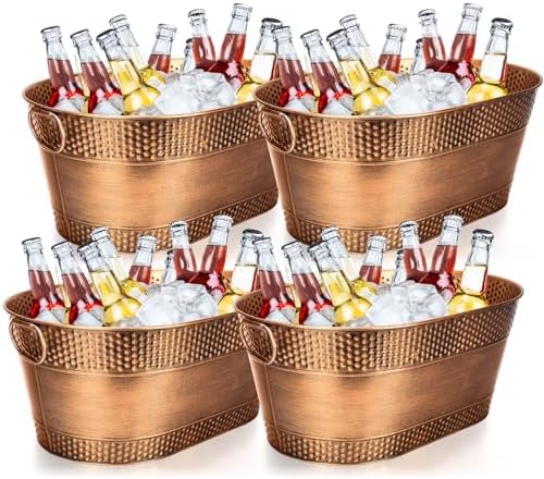 Amazon.com: Nuogo 4 Pcs Stainless Steel Oval Ice Buckets for Parties 15 ...