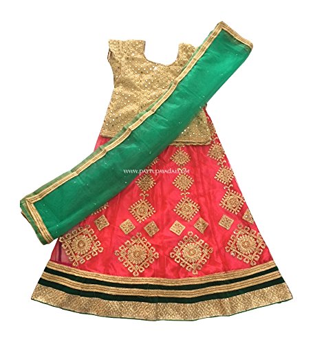 Buy Pattu Pavadai Girls Fancy Langa with Blouse (Orange, 7 Years) at ...