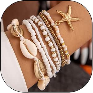 Amazon.com: GIGB PBDK 7pcs Stackable Beach Shell Bracelet Set for Woman ...