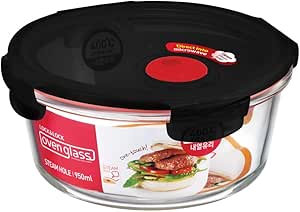 LOCK & LOCK Förvaringsburk av glas mikrovågsugnssäker – ugnsform rund ...