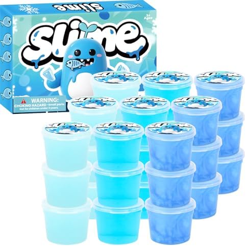 Amazon.com: 24 Pack Blue Slimes, Mini Glow in the Dark & Galaxy Bulk ...