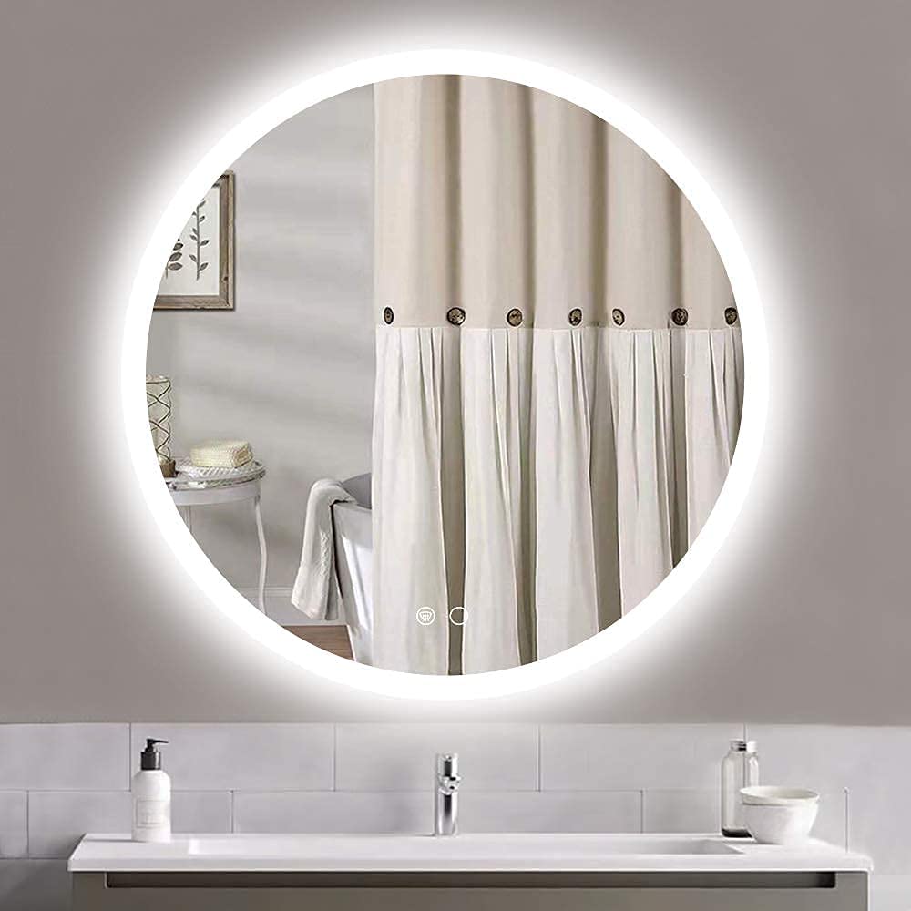 Keonjinn Round LED Mirror 32 Inch Round Bathroom Mirror with Lights ...