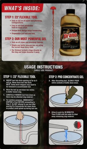 Drano Gel Drain Clog Remover and Cleaner 16oz and Snake Plus Tool 23 ...