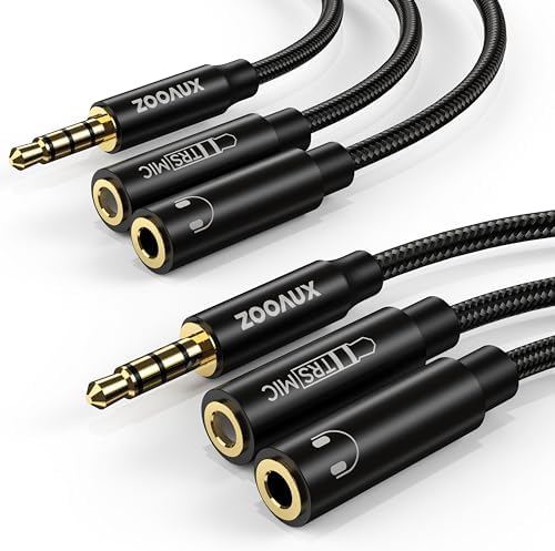 Amazon.com: ZOOAUX Headphone Mic Splitter, Microphone and 3.5mm Audio ...