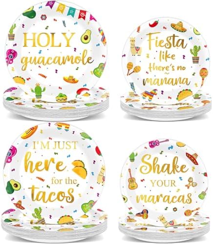 Amazon.com: 48Pcs Mexican Fiesta Party Plates Taco Fiesta Party ...
