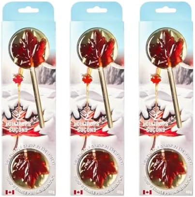 CanadaTrue Pure Maple Syrup Lollipops – Canadian Maple Leaf Candy – 100 ...