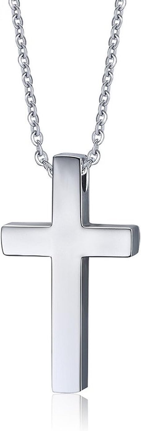 Amazon.com: Cross Necklace for Women - Stainless Steel Silver Plain ...
