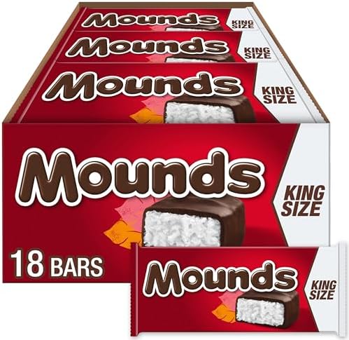 Amazon.com : MOUNDS Coconut and Dark Chocolate King Size, Candy Bars, 3 ...