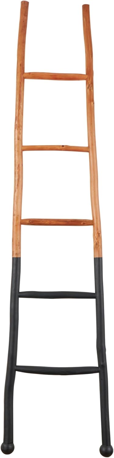 Amazon.com: Deco 79 Wood Handmade Two-Toned Slanted Ladder with Wider ...