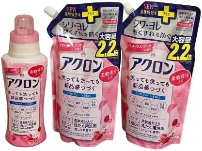 Amazon | アクロン フローラルブーケの香り 本体450ml + つめかえ用850ml×2個 セット | ノーブランド品 | おしゃれ着洗剤