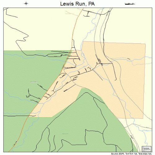 Large Street & Road Map of Lewis Run, Pennsylvania PA - Printed poster ...
