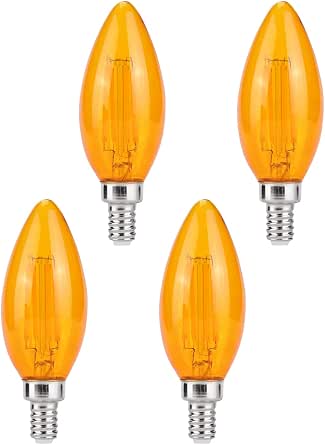 KINUR Dimmable E12 Small dim Amber LED Edison Light Bulbs, Candelabra ...
