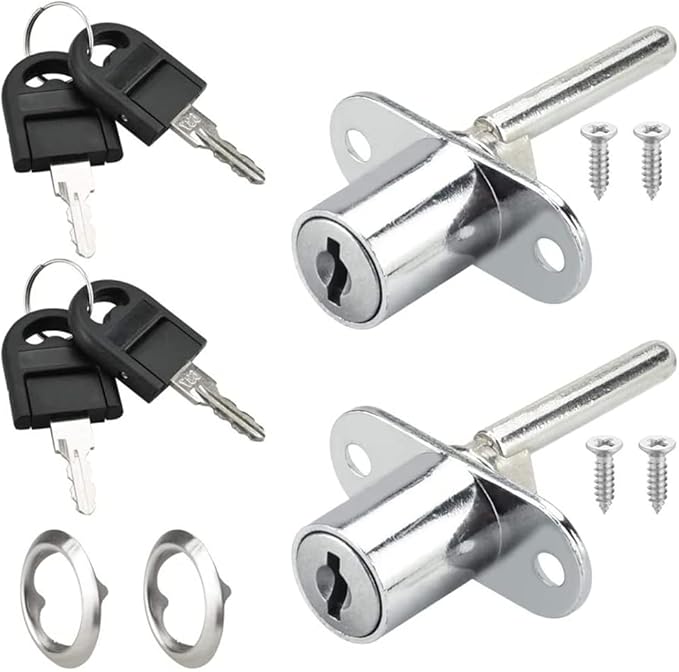 2 Sets Office Drawer Lock Cabinet Plunger Lock with Keys and Screws ...