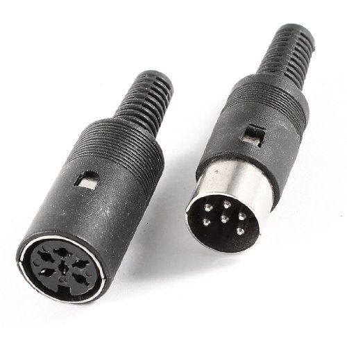 BIG BOOM® Pair Black DIN 6 Pin Female + Male Plug Socket Audio AV ...