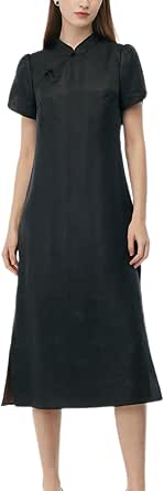 GOELIA 19MM Xiang Yun Silk Cheongsam Dress for Women Qipao Mandarin ...