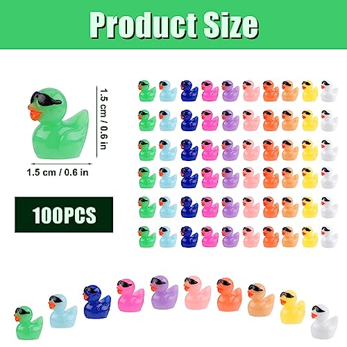 100pcs Mini Resin Duck, Cute Mini Resin Ducks with Sunglasses Miniature ...