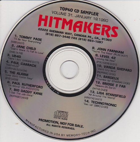 Various Artists: "Hitmakers Top 40 CD Sampler Volume 31 - January 19 ...