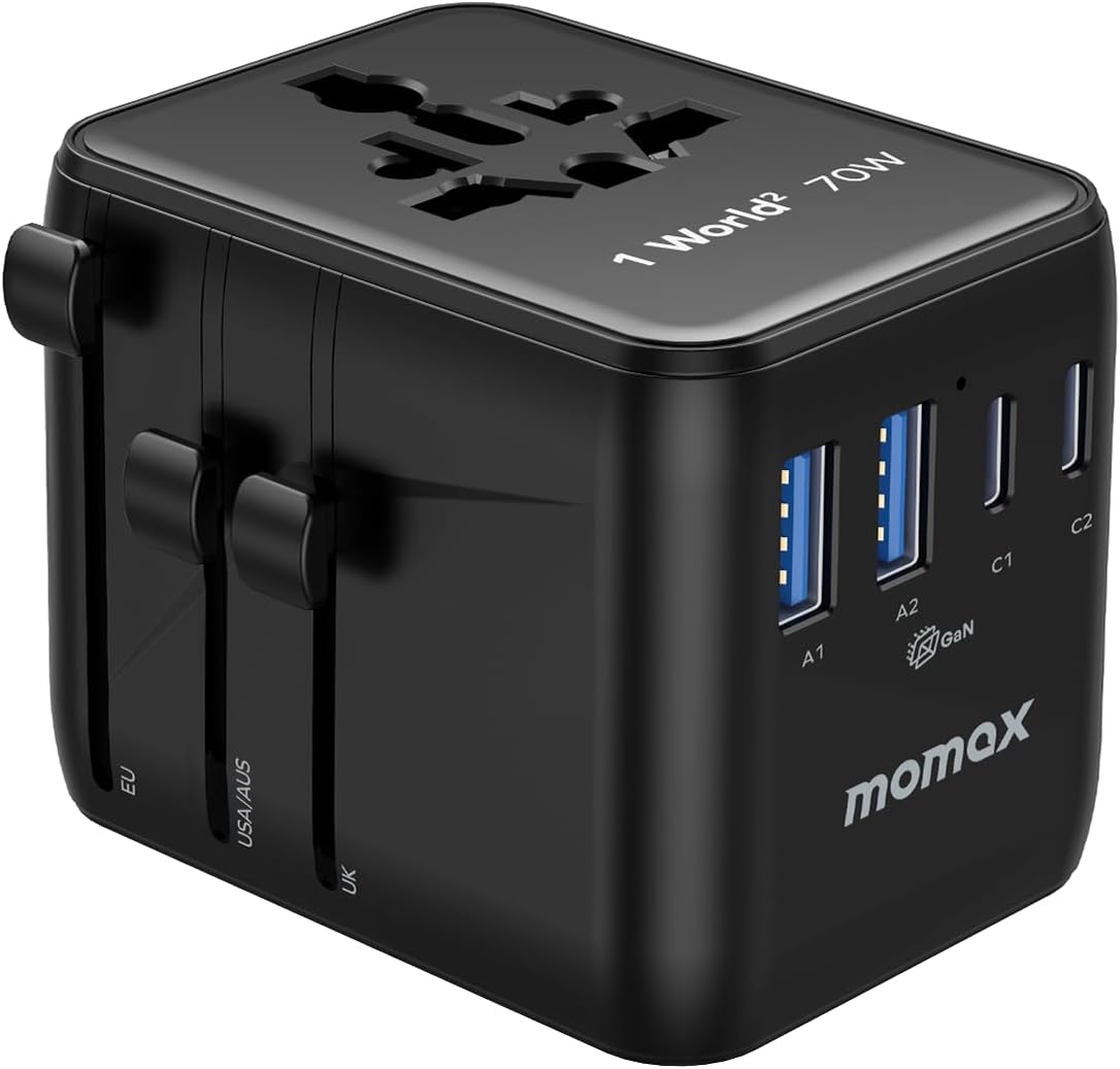 MOMAX Universal Travel Adapter,70W GaN Travel Plug Adapter with UK/EU ...