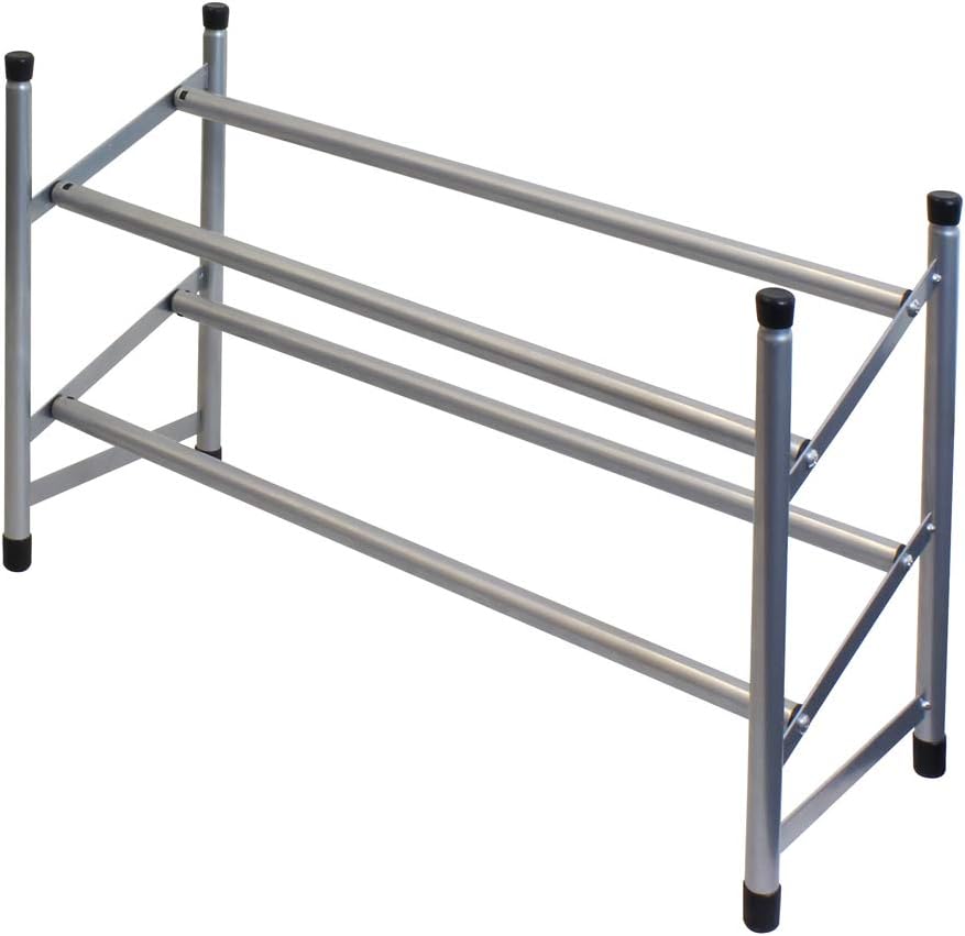 Emuca - Self shoe rack for inside wardrobe, Silver painted, Steel and ...