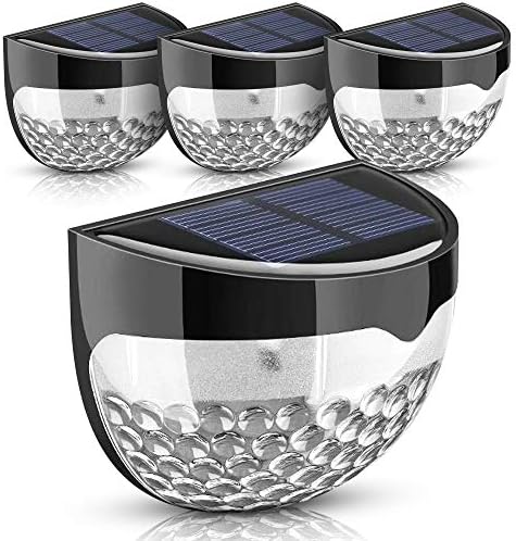 LIVIVO Pack of 4 Solar Fence Lights - Bright 6 LED Decorative ...
