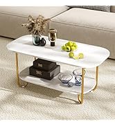 Amazon.com: Giantex Rattan Coffee Table, 2-Tier Oval Acacia Wood Tea ...
