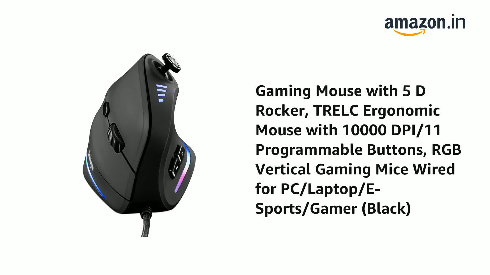 Watch Gaming Mouse with 5 D Rocker, TRELC Ergonomic Mouse with 10000 ...