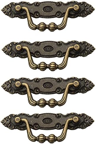 4PCS Antique Cabinet Hardware Pull Handles, Bronze Pull Handles with ...