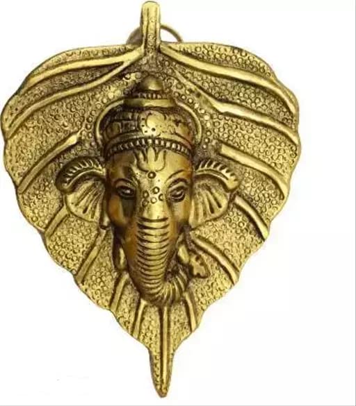 Buy Well Art Gallery Metal Design Lord Ganesha on Leaf/Patta Wall ...