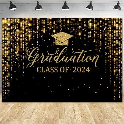 Amazon.com : 7x5ft Graduation Backdrop 2024 Congrats Grad Black and ...
