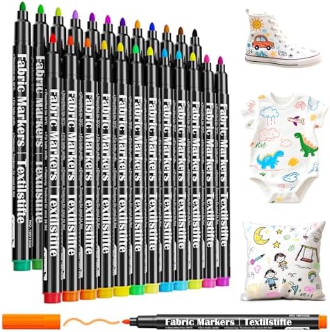 Amazon.com: Fabric Markers Pen, 24 Colors Fabric Paint Art Permanent ...
