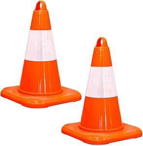 Set of 2 Reflective Safety Cone | 12.7 Inch Flexible Parking Barrier ...