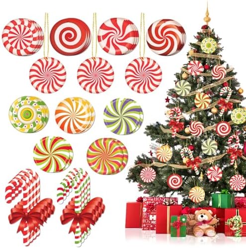 Amazon.com: Realspring 36 Pcs Christmas Candy Ornaments Wooden Candy ...
