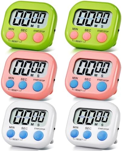 Amazon.com: 6 Pack Digital Kitchen Timer Magnetic Digital Timer with Big Display Loud Ring ...