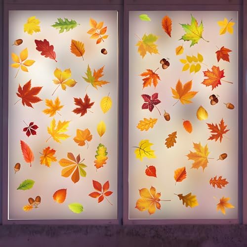 Amazon.com: Hiwevvy 93PCS Thanksgiving Maple Leaf Window Stickers - 6 ...
