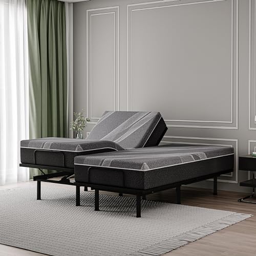 Amazon.com: Dyonery Split King Adjustable Bed Frame with Mattress, 14 ...