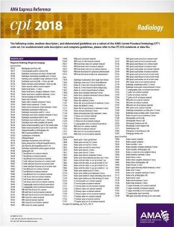 CPT 2018 Express Reference Card: Radiology: AMA: 9781622026296: Books ...