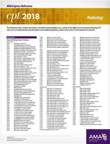 CPT 2018 Express Reference Coding Card - Radiology | Amazon.com.br