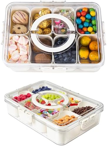 Amazon.com: Amaviva Divided Serving Tray with Lid and Handle, Snack Box ...