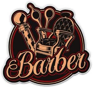 Amazon.com - Barber - 3" Vinyl Sticker - for Car Laptop Water Bottle ...