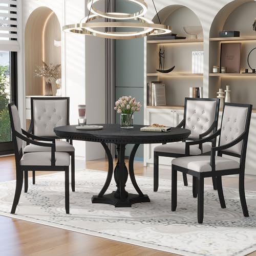 Amazon.com - LUMISOL 5 Piece Dining Table Set, Round Kitchen Table Set ...