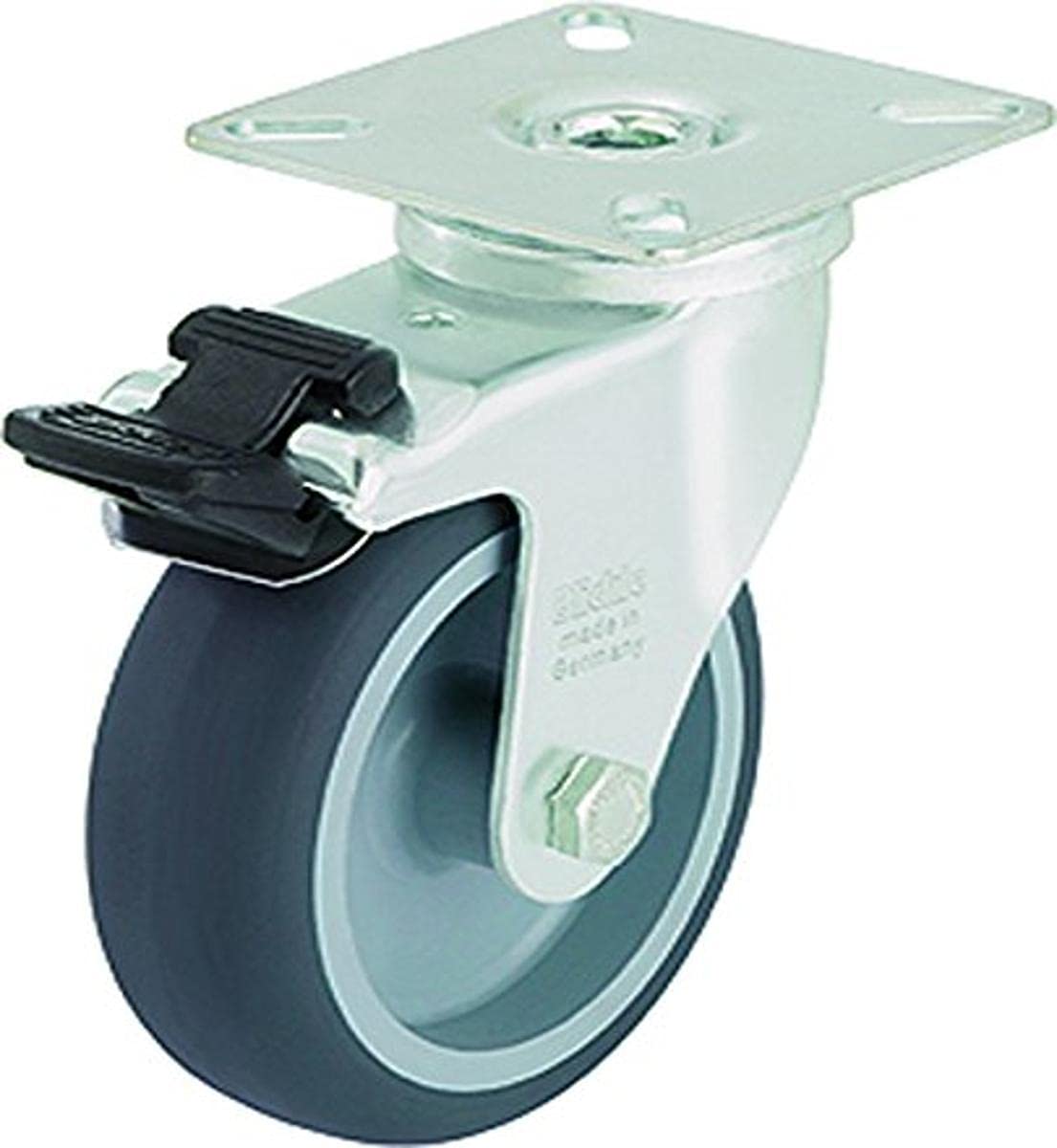 J.W. Winco 100GRL0/FI Caster, Wheel: Gray Thermoplastic Rubber, Smooth ...