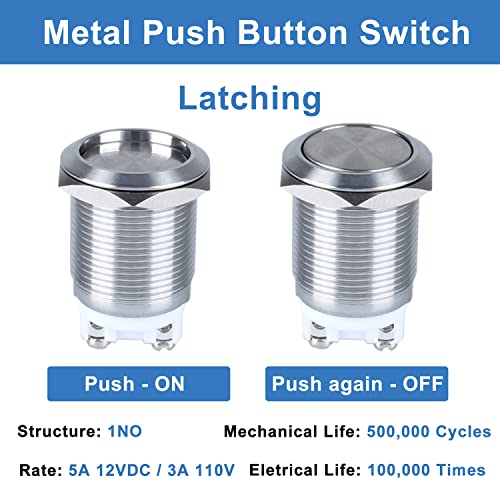 Snapklik.com : 2pcs 19mm Latching Metal Push Button Switch Waterproof IP66 Anti-Vandal IK09 For ...